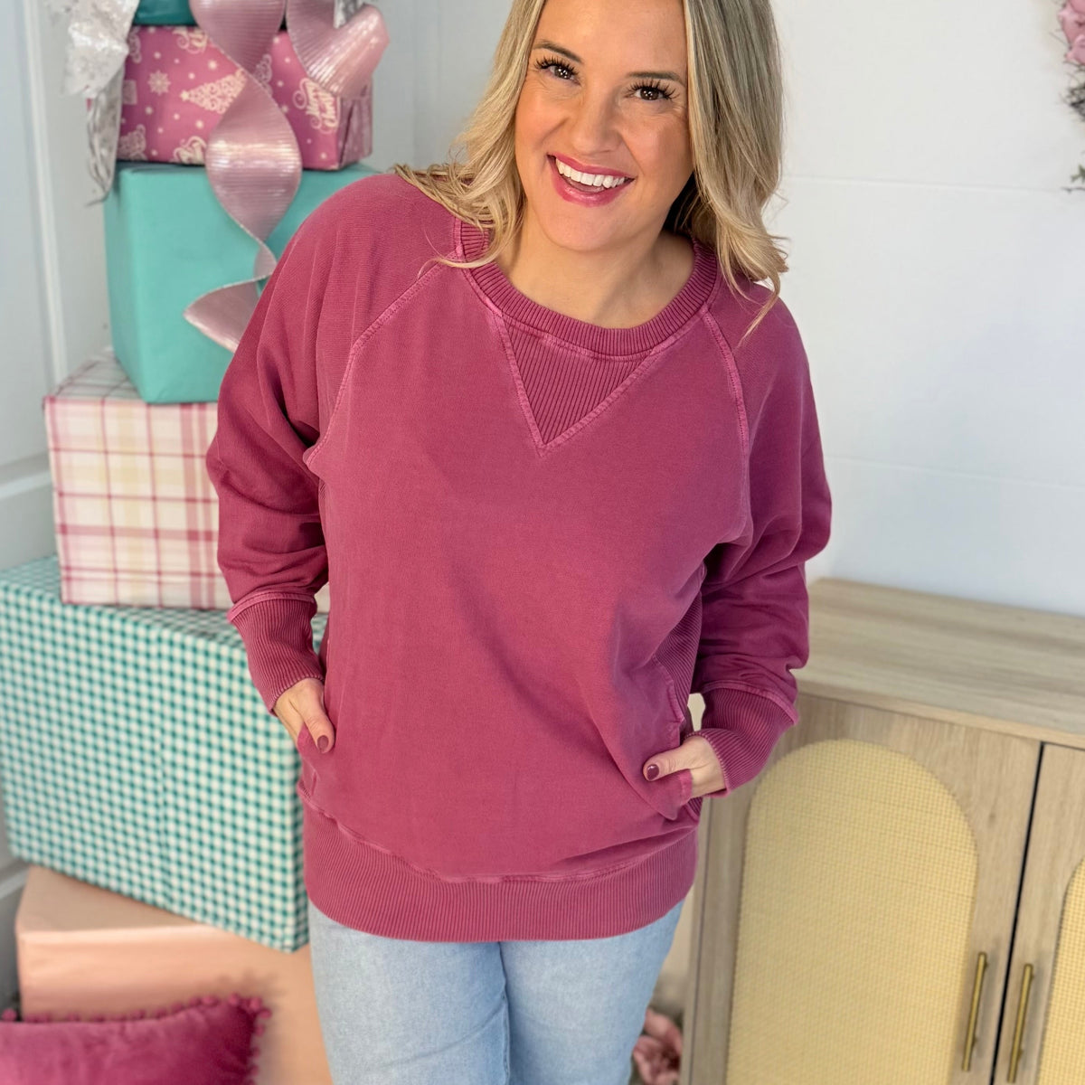 Keeping it Casual Pullover 2025 - Wine – The Lovely Closet